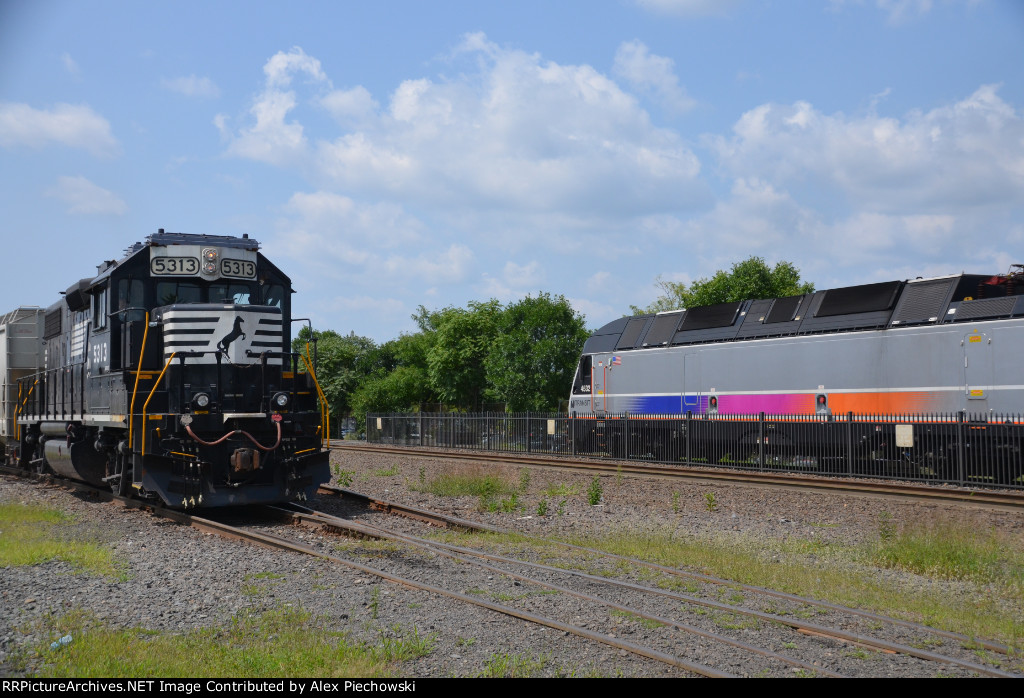 NS 5313 and NJT 4532 meet mid-day